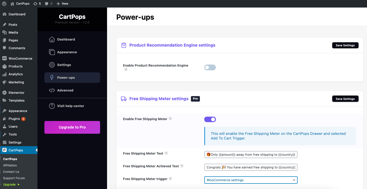 Docs - Free Shipping Progress Meter - CartPops